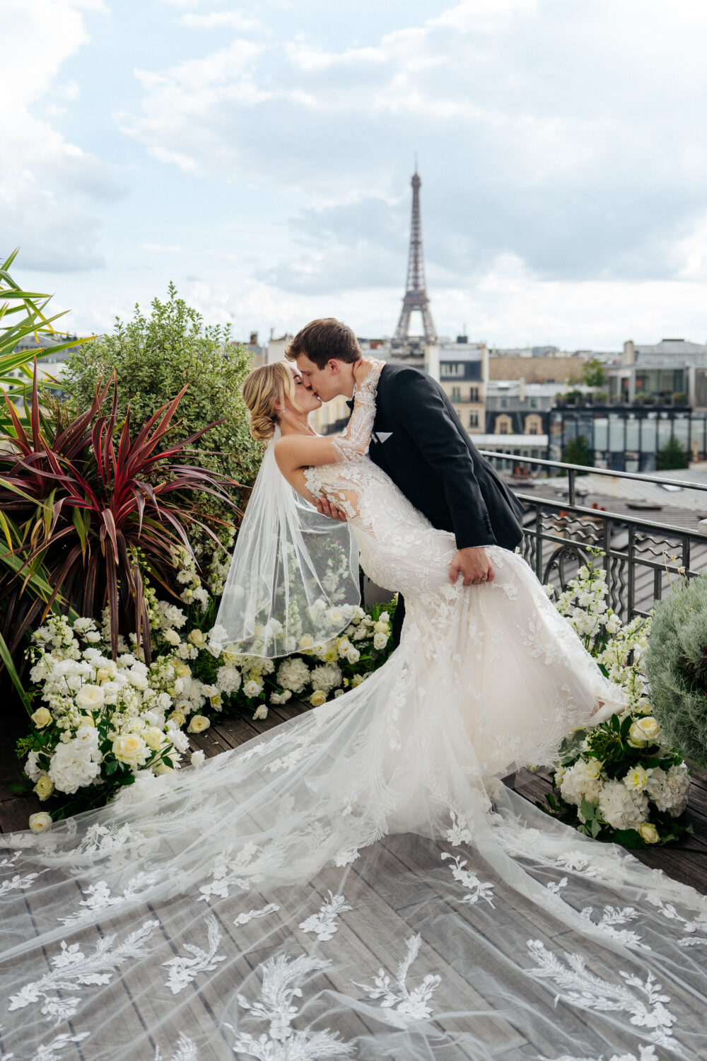 Paris Rooftop Elopement at Hotel Marignan with Eiffel Tower View
